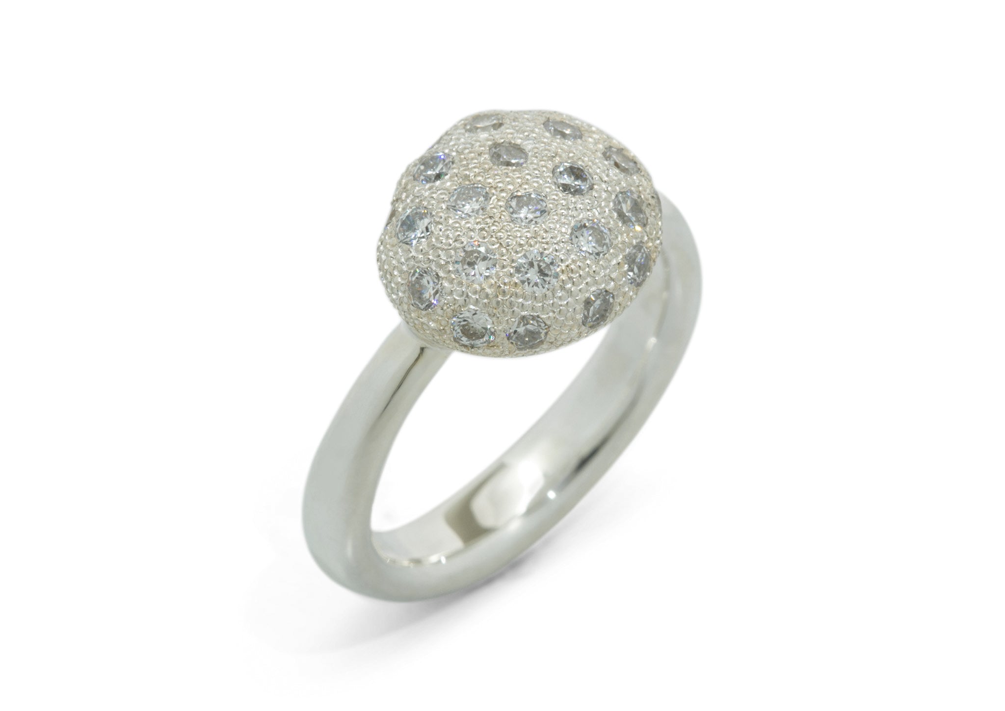Diamond Button Ring, White Gold & Platinum – Jens Hansen NZ